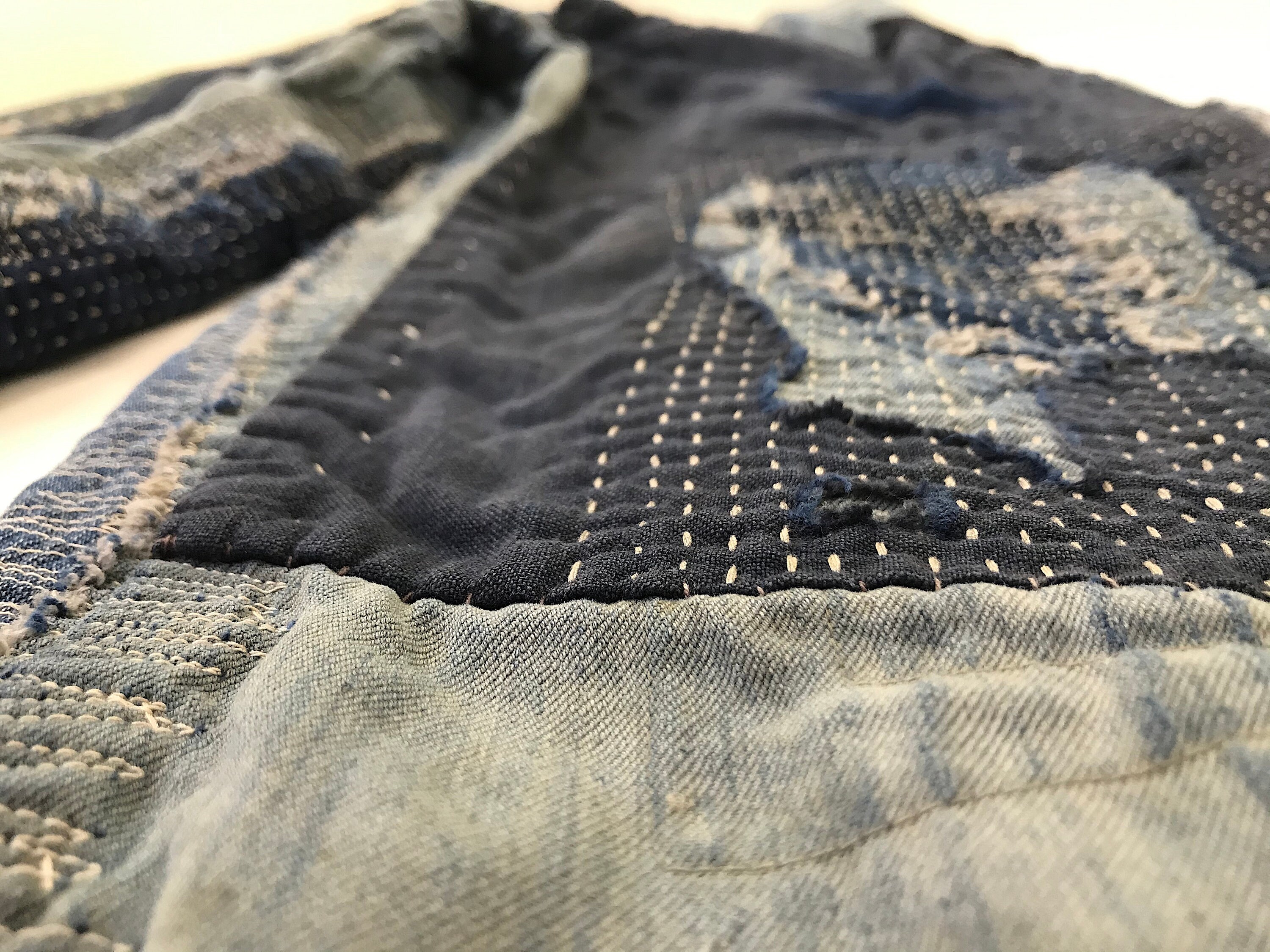 Vintage 40's Japanese Indigo Denim Boro Patchwork Sashiko Vintage 40's Japanese Indigo Denim Boro Patchwork Sashiko