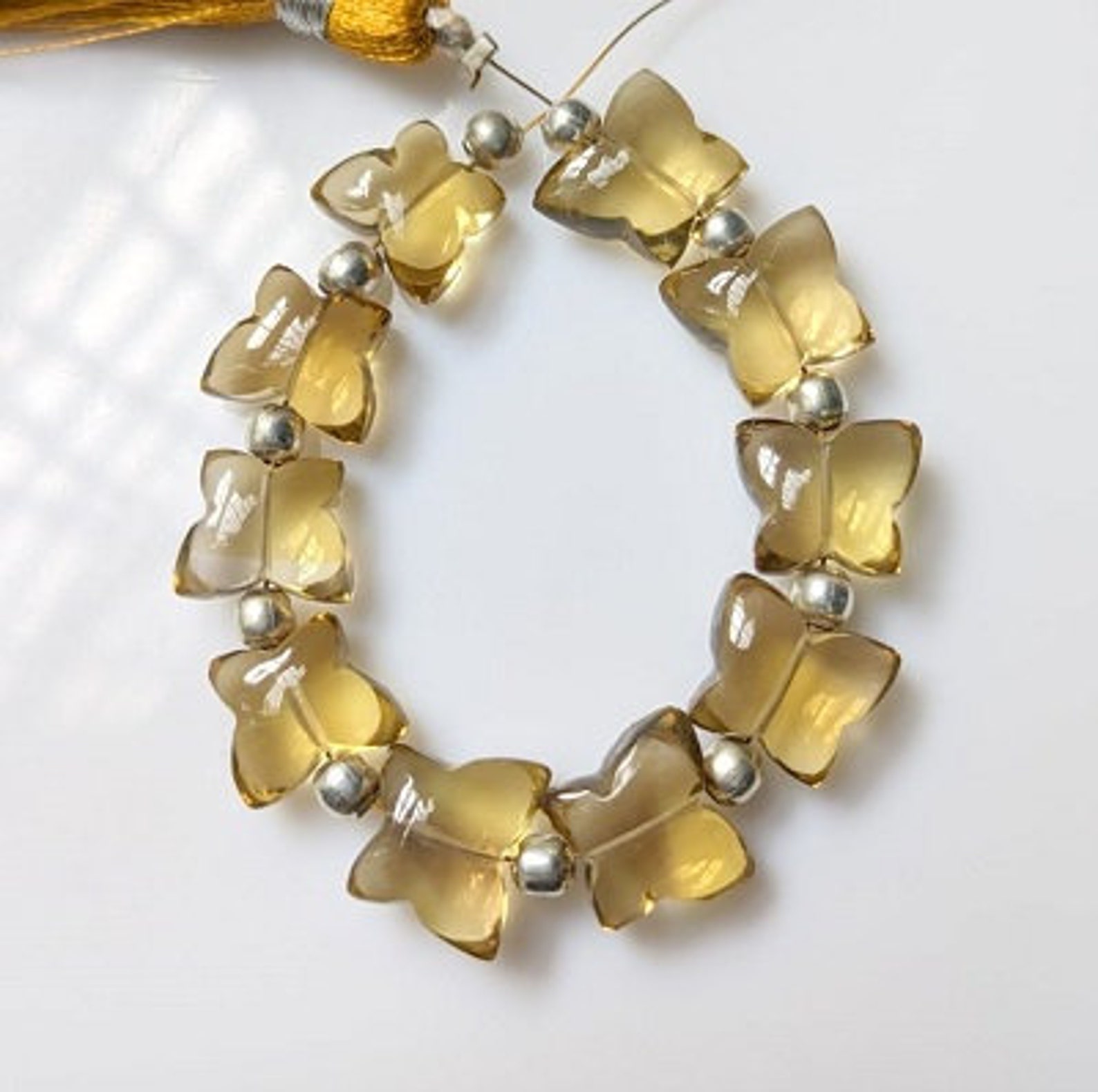 Beer Quartz Butterfly Shape Beads, Beer Quartz Crystal Briolette ...