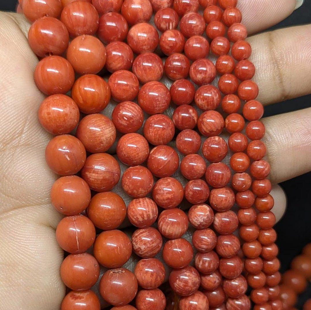 Coral Beads Natural Taiwan Coral Gemstone Round Shape Lines Red Coral Beads Precious Gemstone ...