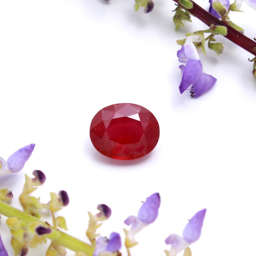 Ruby Gemstone, Faceted Loose Ruby, Certified Oval Shaped Jewelry Making ...