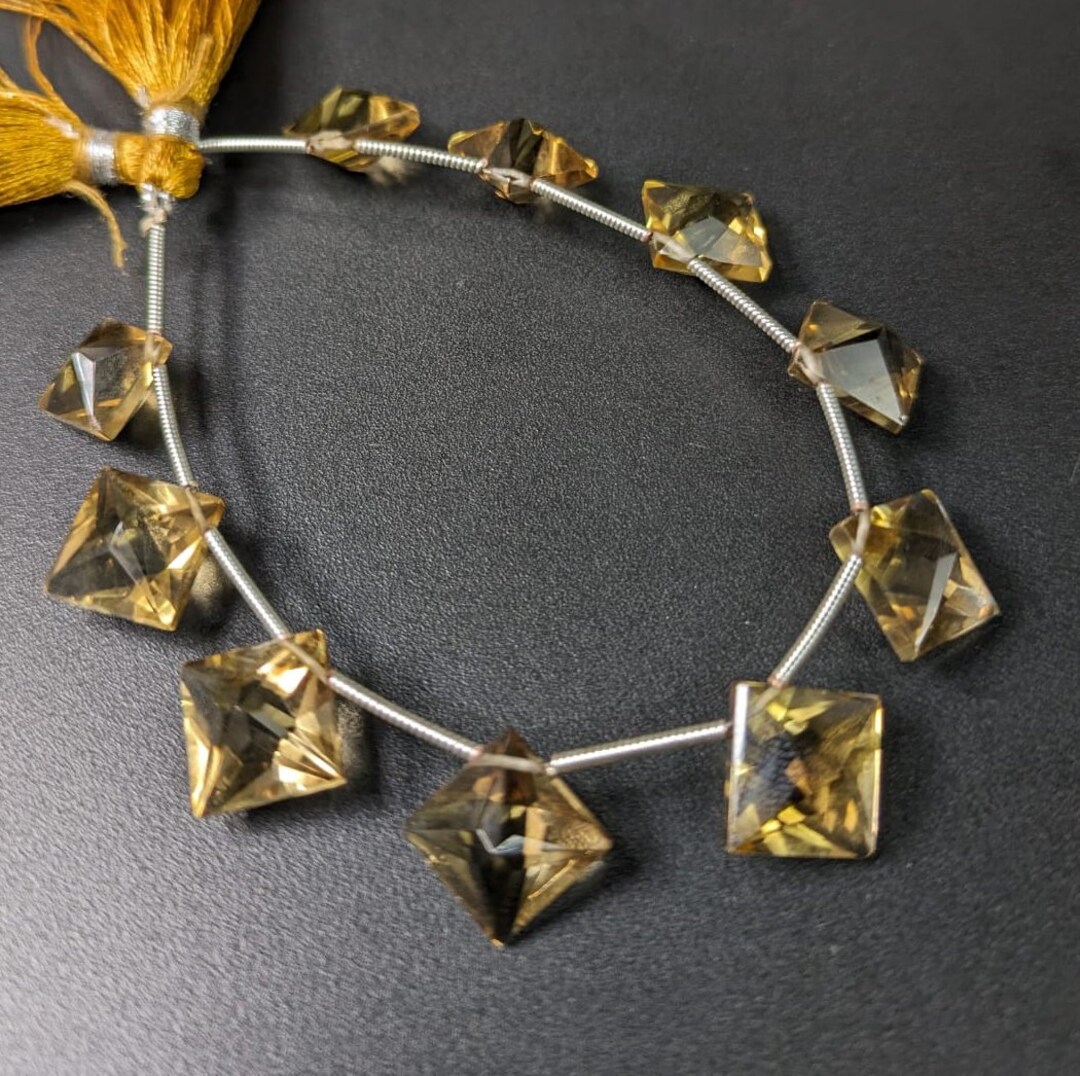 Natural Beer Quartz Diamond Square Shape Beads, Beer Quartz Faceted ...