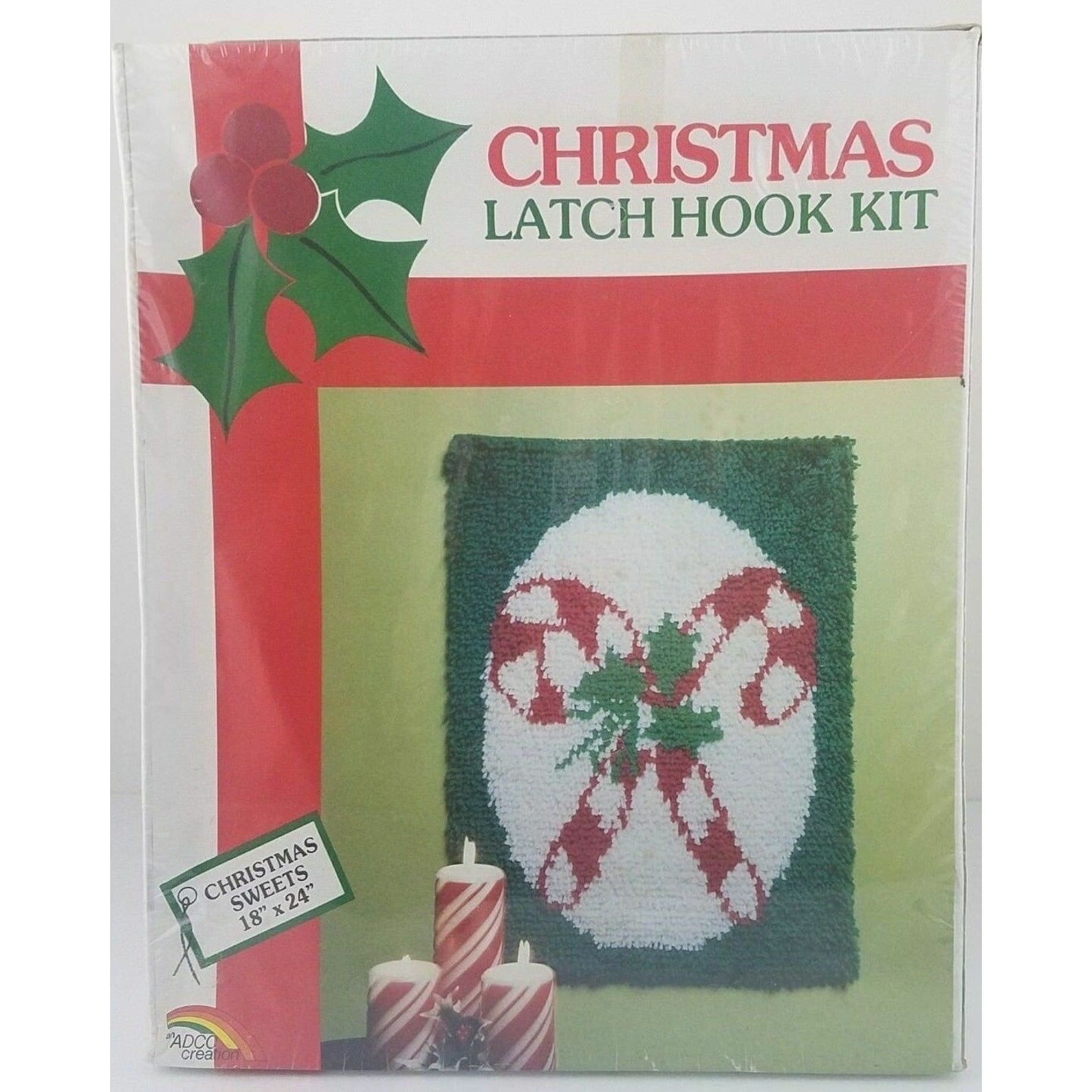 Christmas Latch Hook Kit Christmas Sweets Rug Wall Hanging 1830 ADCO 18 ...