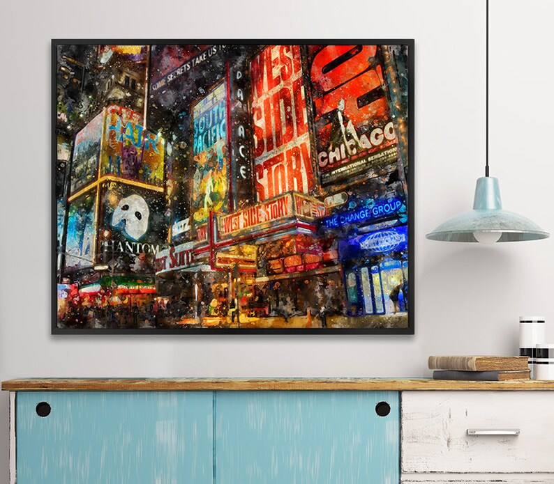 City print Broadway art print watercolor print New York | Etsy