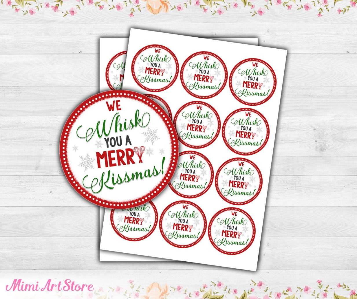 We Whisk You a Merry Kissmas Tag. Christmas Gift Favor Tag - Etsy