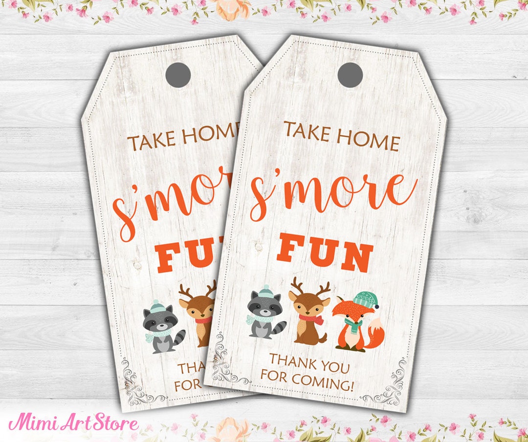 Woodland Favor Tags Printable. Woodland S'mores Fun Tag. Woodland ...