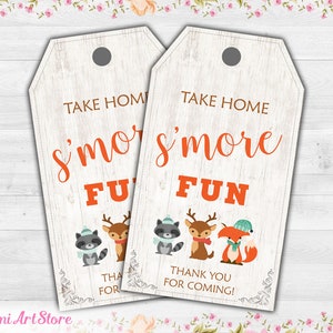 Woodland Favor Tags Printable. Woodland S'mores Fun Tag. Woodland ...