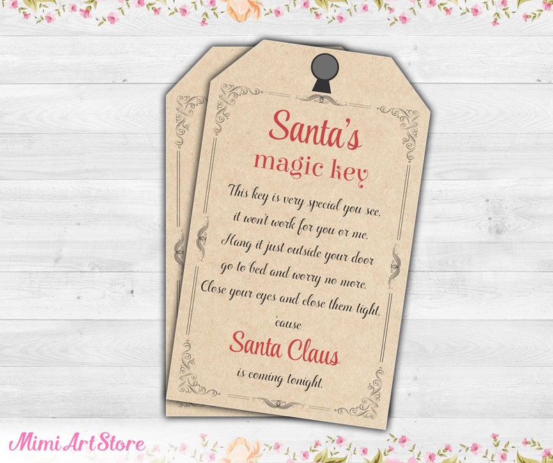 Santa Key Printable Tag. Santa's Magic Key Tags. Christmas | Etsy