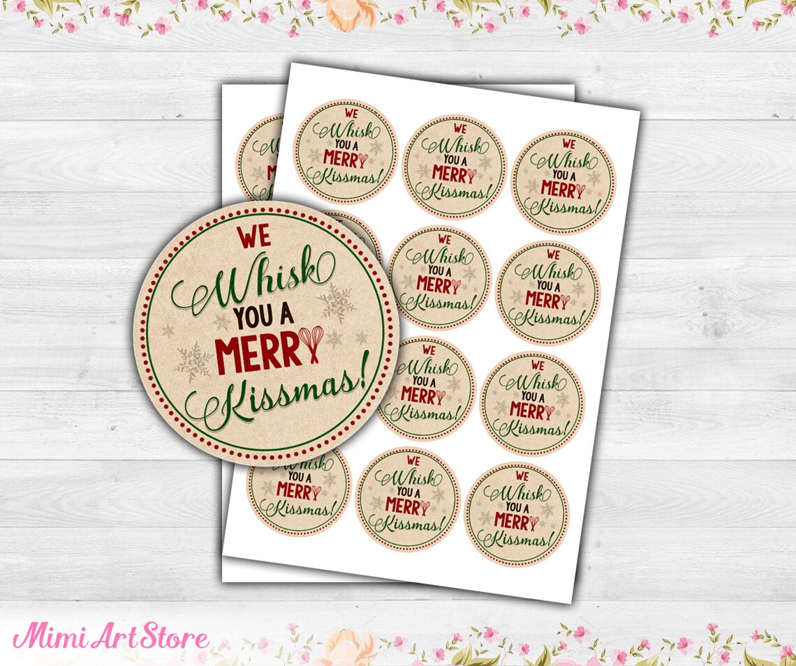 We Whisk You a Merry Kissmas Christmas Gift Favor Tag | Etsy