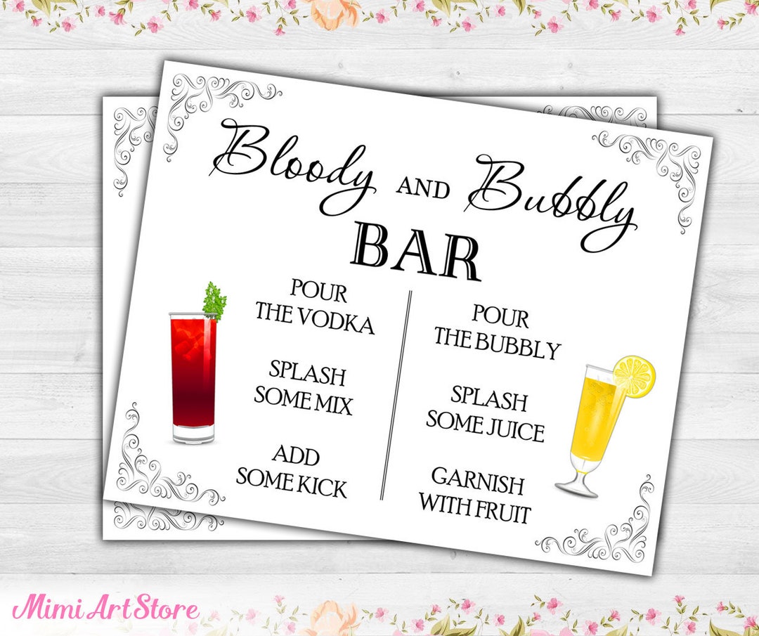 Bloody and Bubbly Bar Sign. Printable Mimosa and Bloody Mary Bar Sign ...