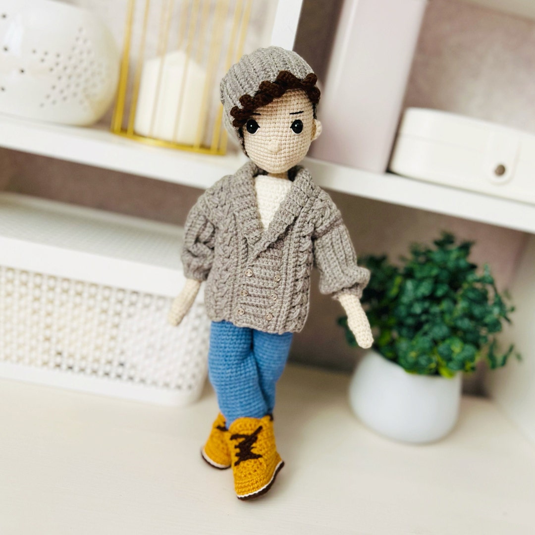 Crochet Pattern Boy Doll, Amigurumi Boy With Clothes, Crochet Doll ...