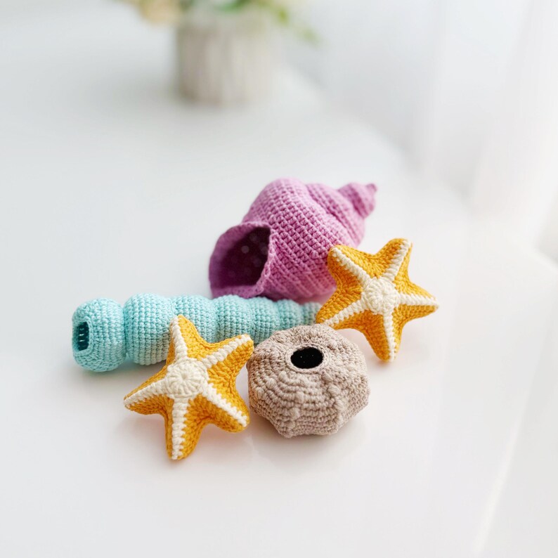 Crochet Seashell Pattern, Amigurumi Starfish, Conch Shell, Urchin ...