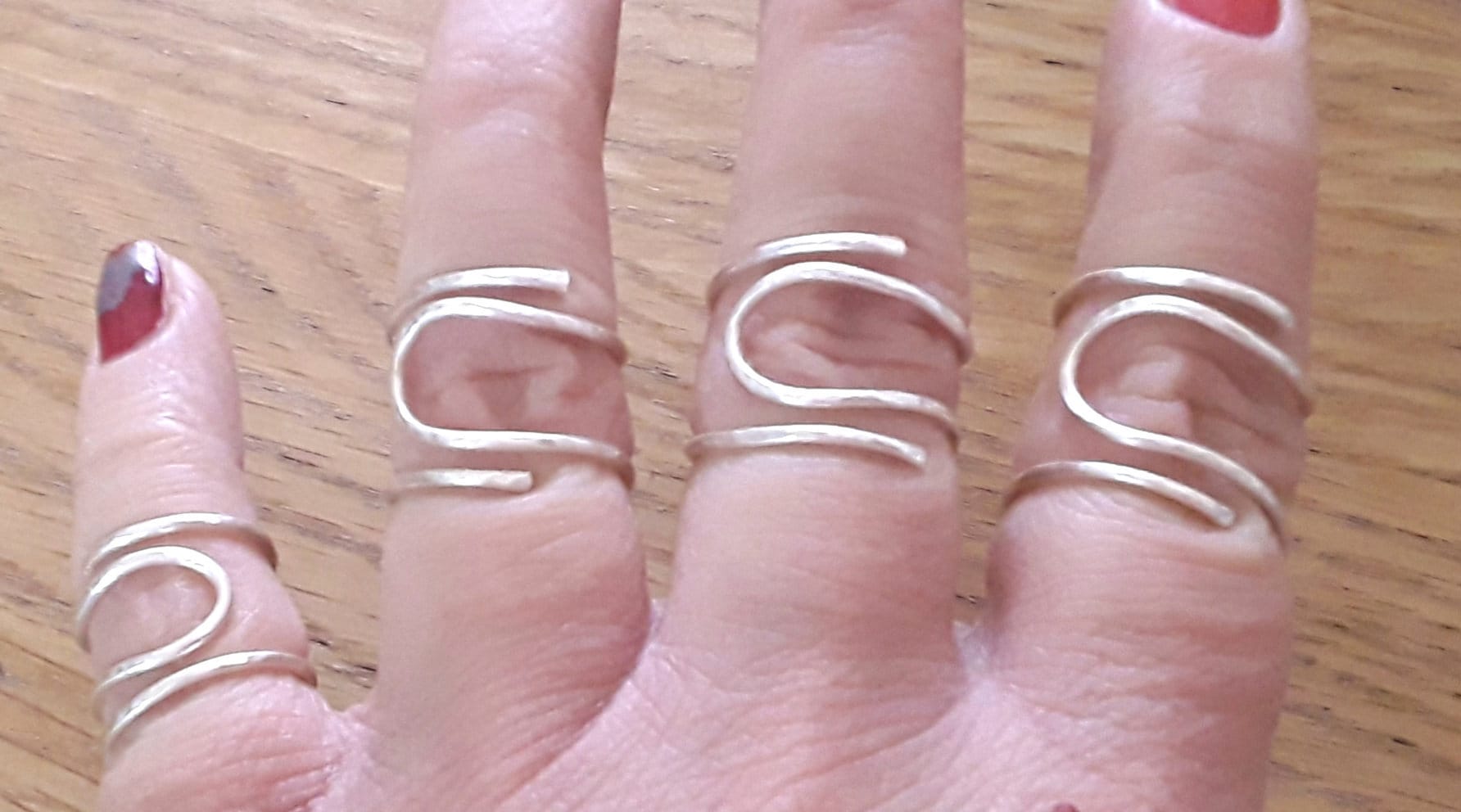 Fashion Finger Splint Style Ring, Malleable Hammered, Tarnish Resistant ...