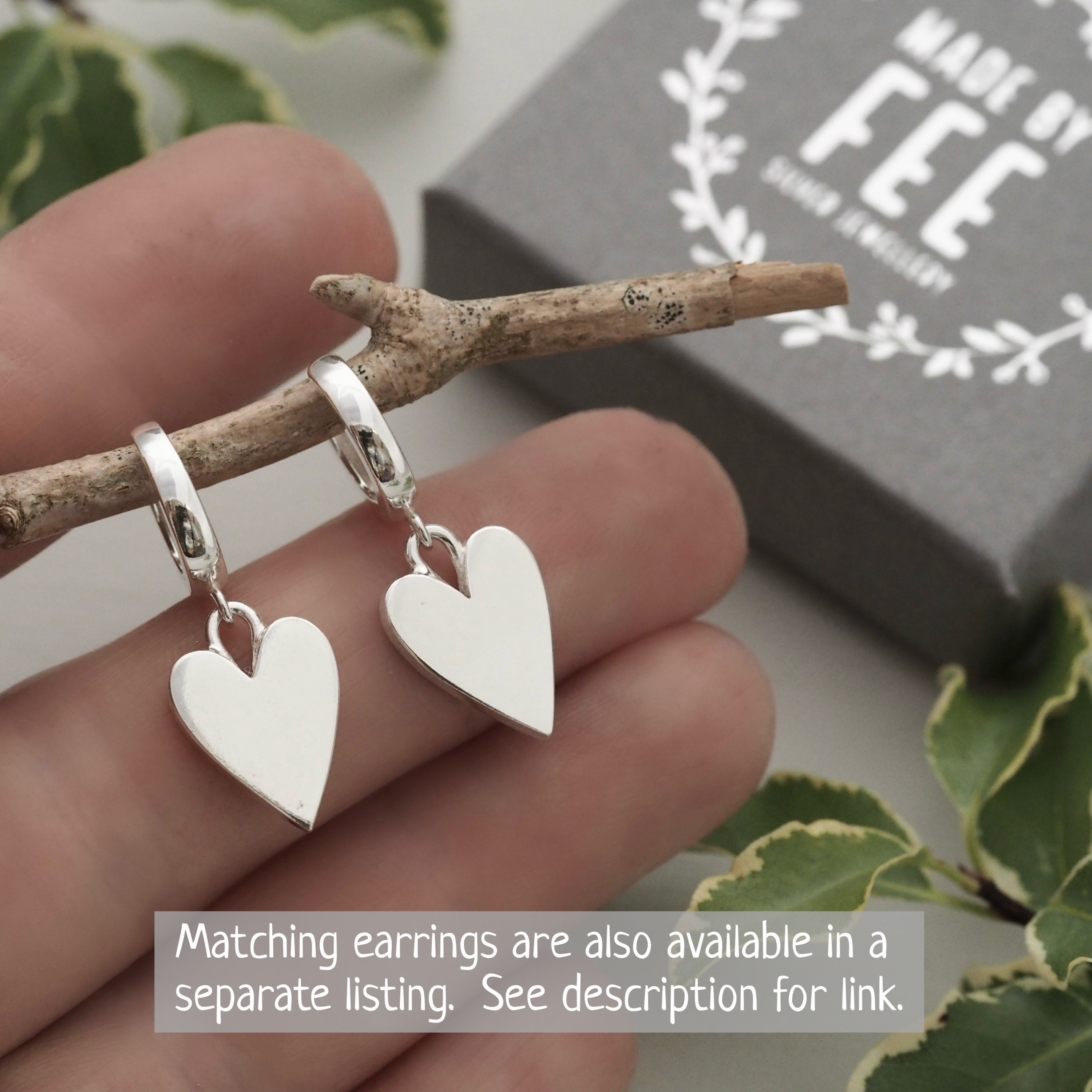 Chunky Solid Sterling Silver Heart Pendant Necklace Unique - Etsy