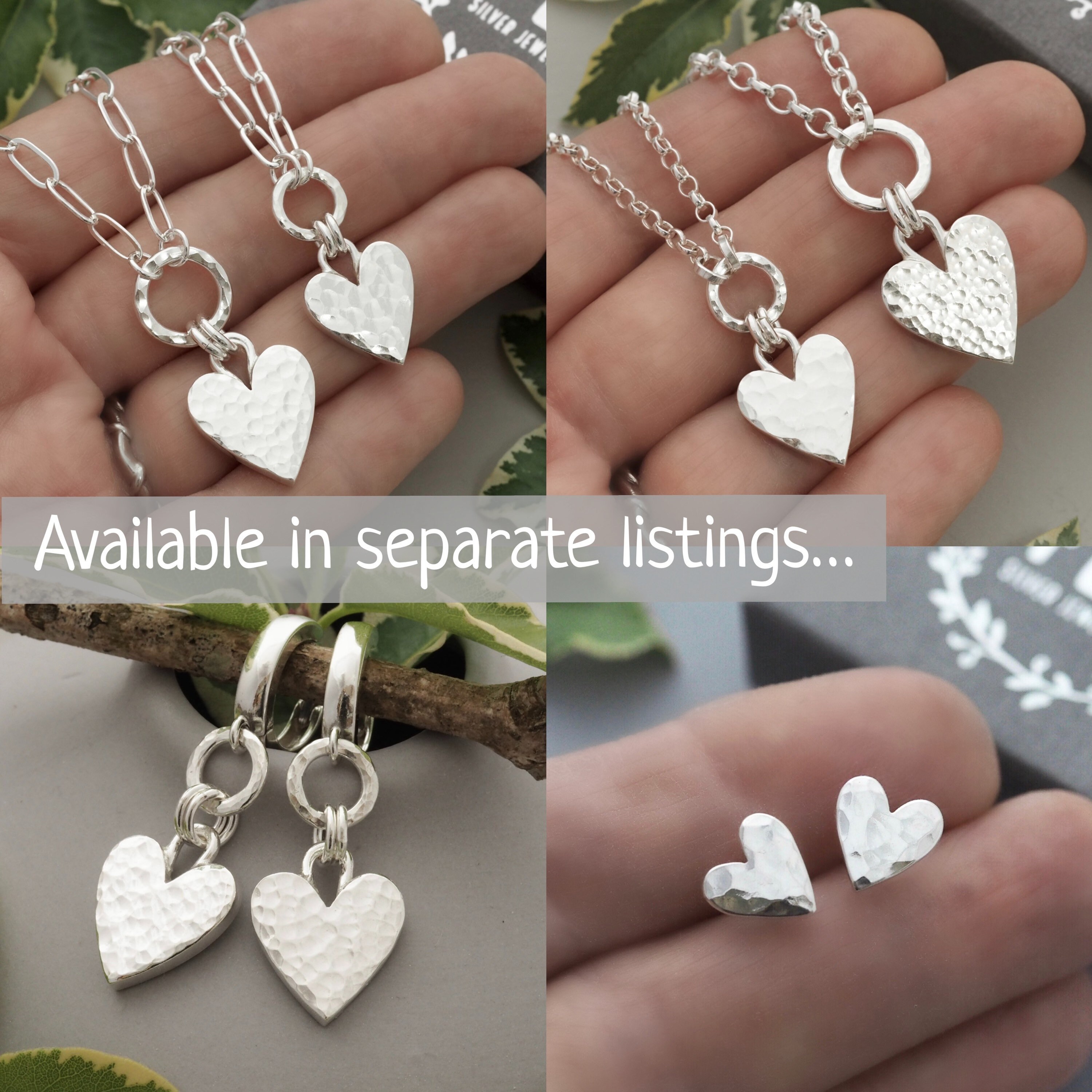 Chunky Solid Sterling Silver Heart Pendant Necklace Unique - Etsy