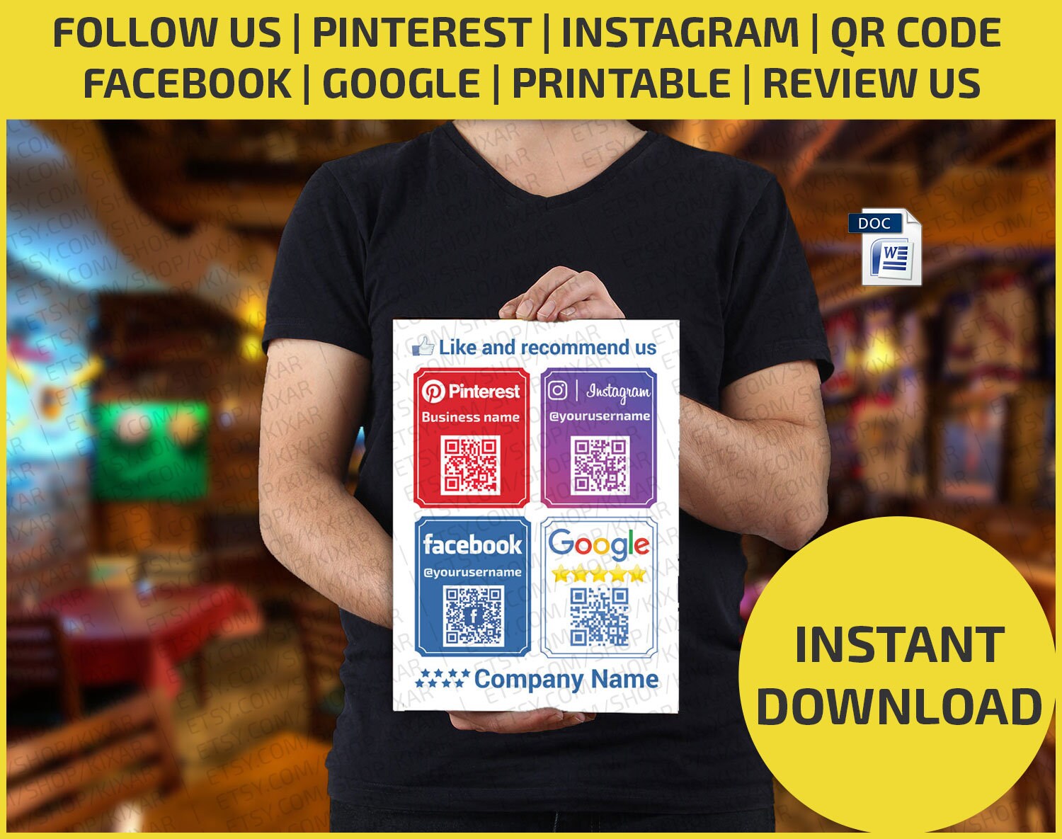 Follow us QR code facebook instagram like and share | Etsy