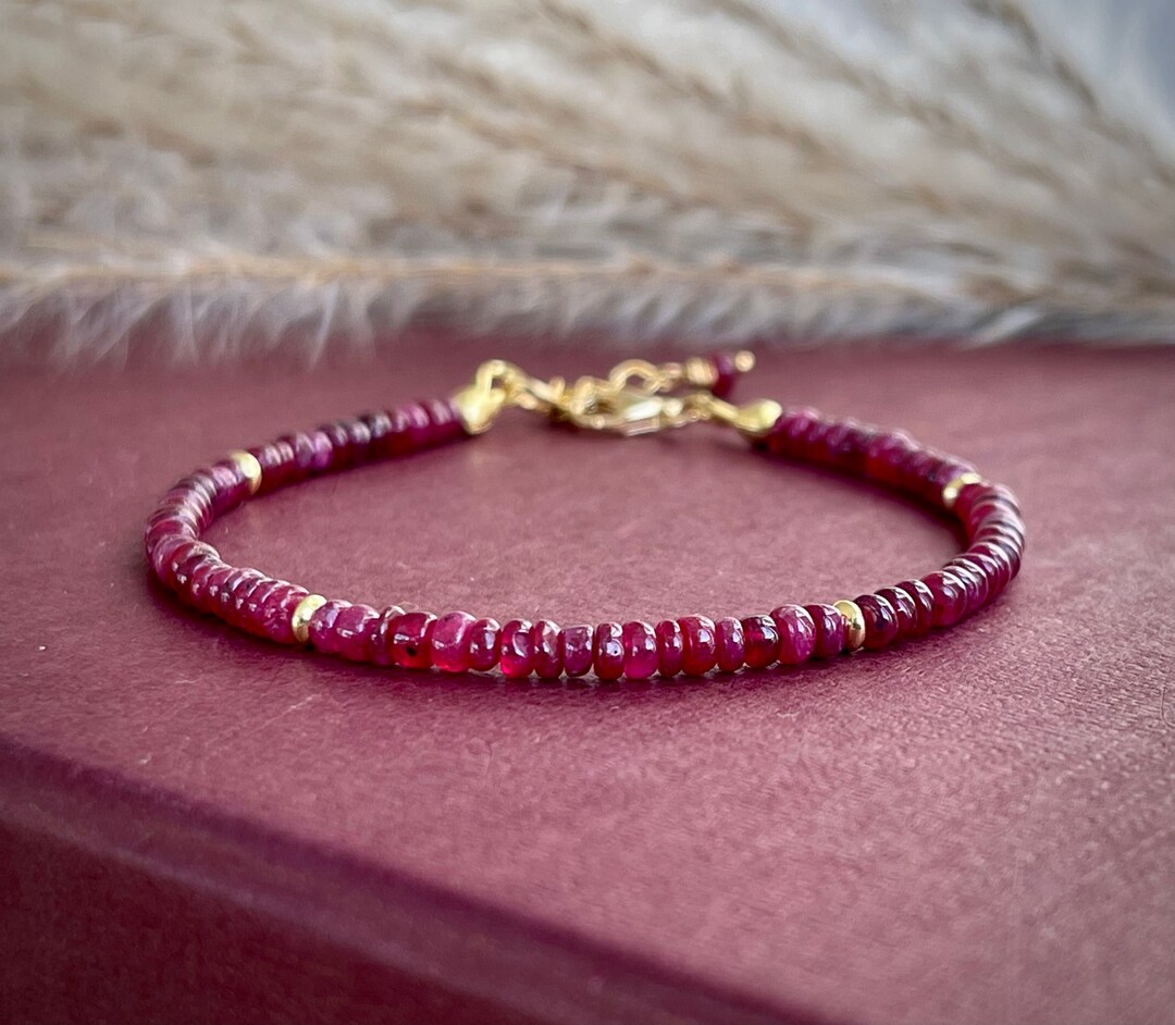 Ruby Bracelet Gold /ruby Birthstone Jewelry /birthstone Bracelet July ...