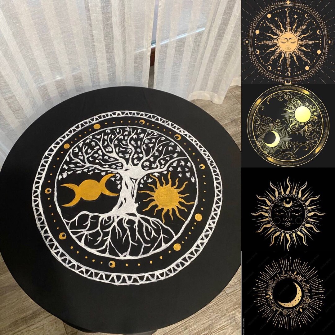 Tarot Altar Zodiac Signs Maṇḍala Taro Tablecloth Handmade Painting ...