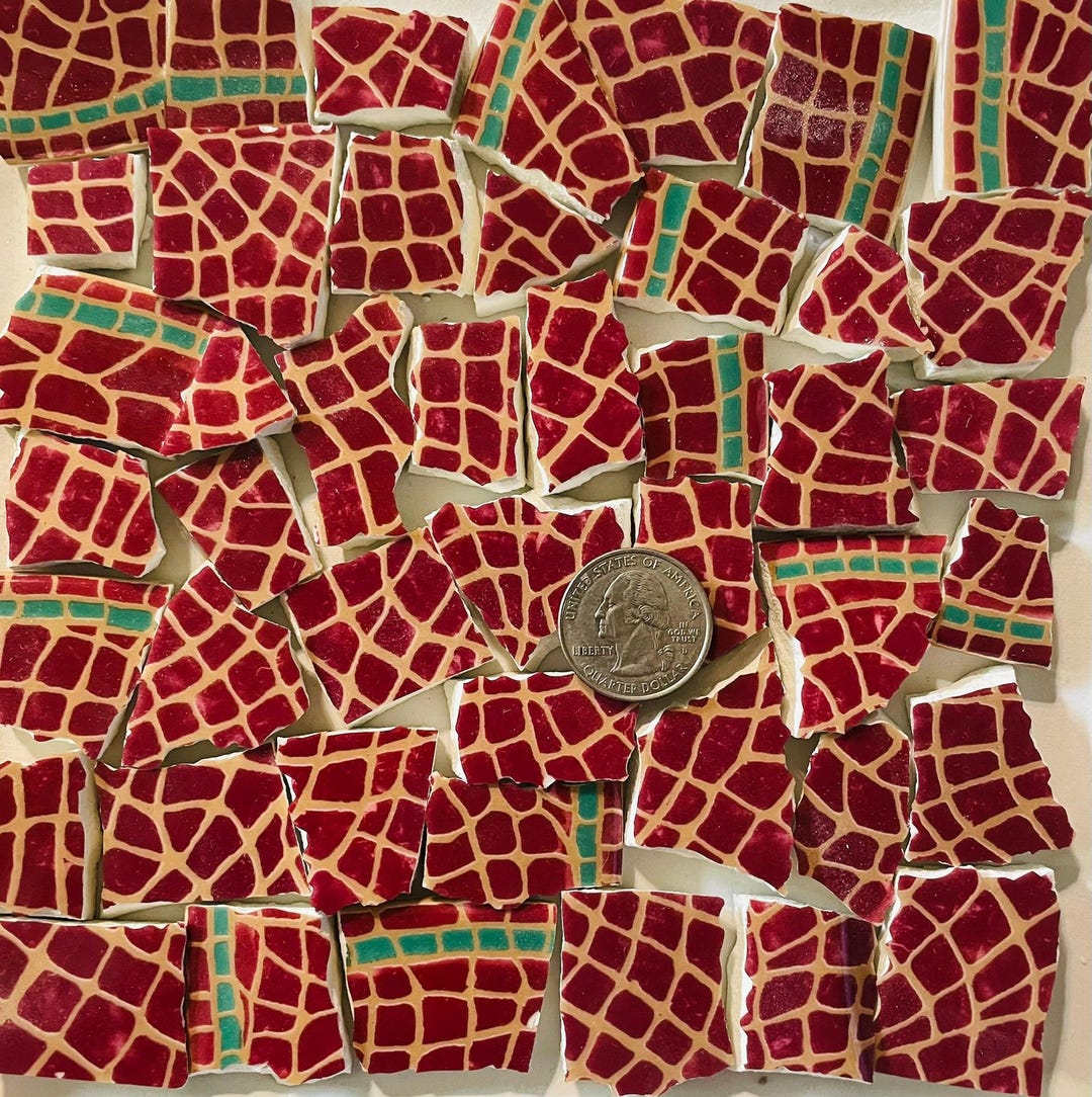 Red Alligator Pattern Mosaic Tile Pieces: Arts & Crafts Supplies - Etsy