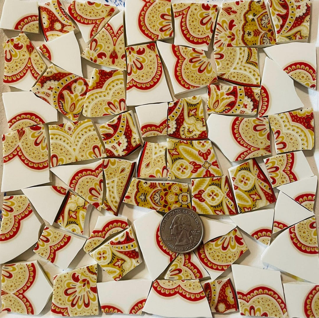 Broken China Mosaic Tile - Arts and Craft Supplies Cut From Plates ...