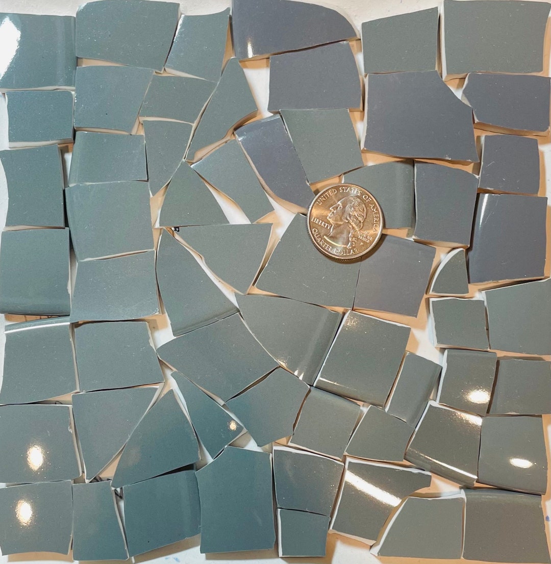 Broken China Mosaic Art and Craft Supply - Smooth Medium Gray Stoneware ...