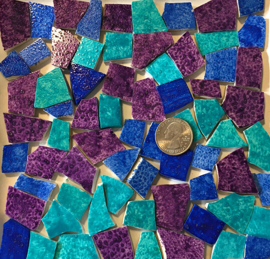 Hand Painted Solid Colored Mosaic Tiles ~ Broken China Hand Cut Plates ...