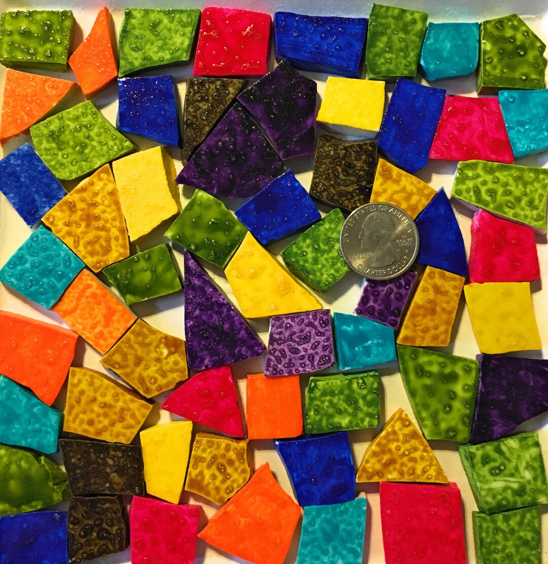 Hand Painted Solid Colored Mosaic Tiles ~ Broken China Hand Cut Plates ...