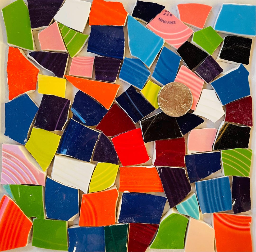 Mosaic Art and Crafts Supplies - Bright Multi-colored Broken Fiesta ...