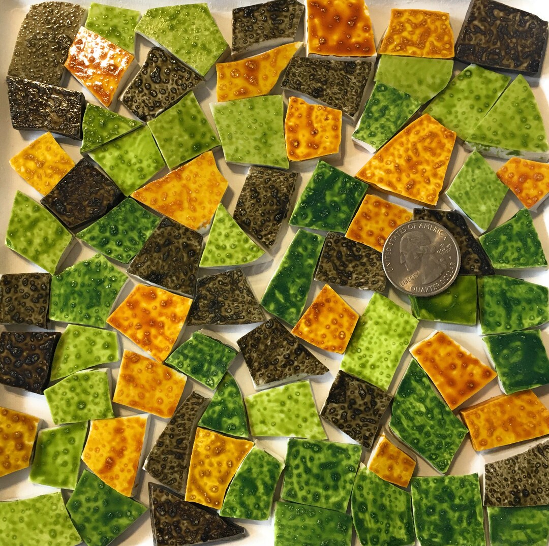 Hand Painted Solid Colored Mosaic Tiles ~ Broken China Hand Cut Plates ...