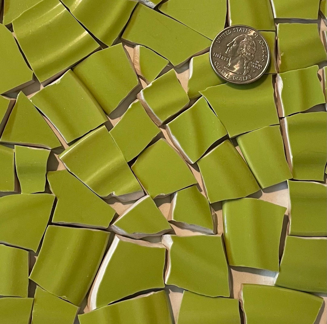 Broken China Mosaic Art and Craft Supply Bright Chartreuse Green ...