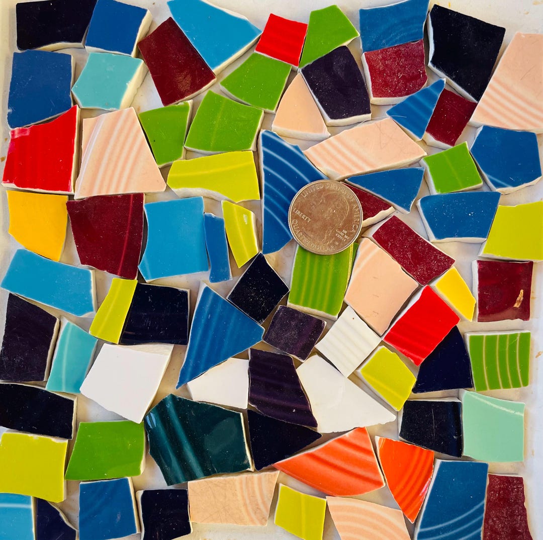 Mosaic Art and Crafts Supplies - Bright Multi-colored Broken Fiesta ...