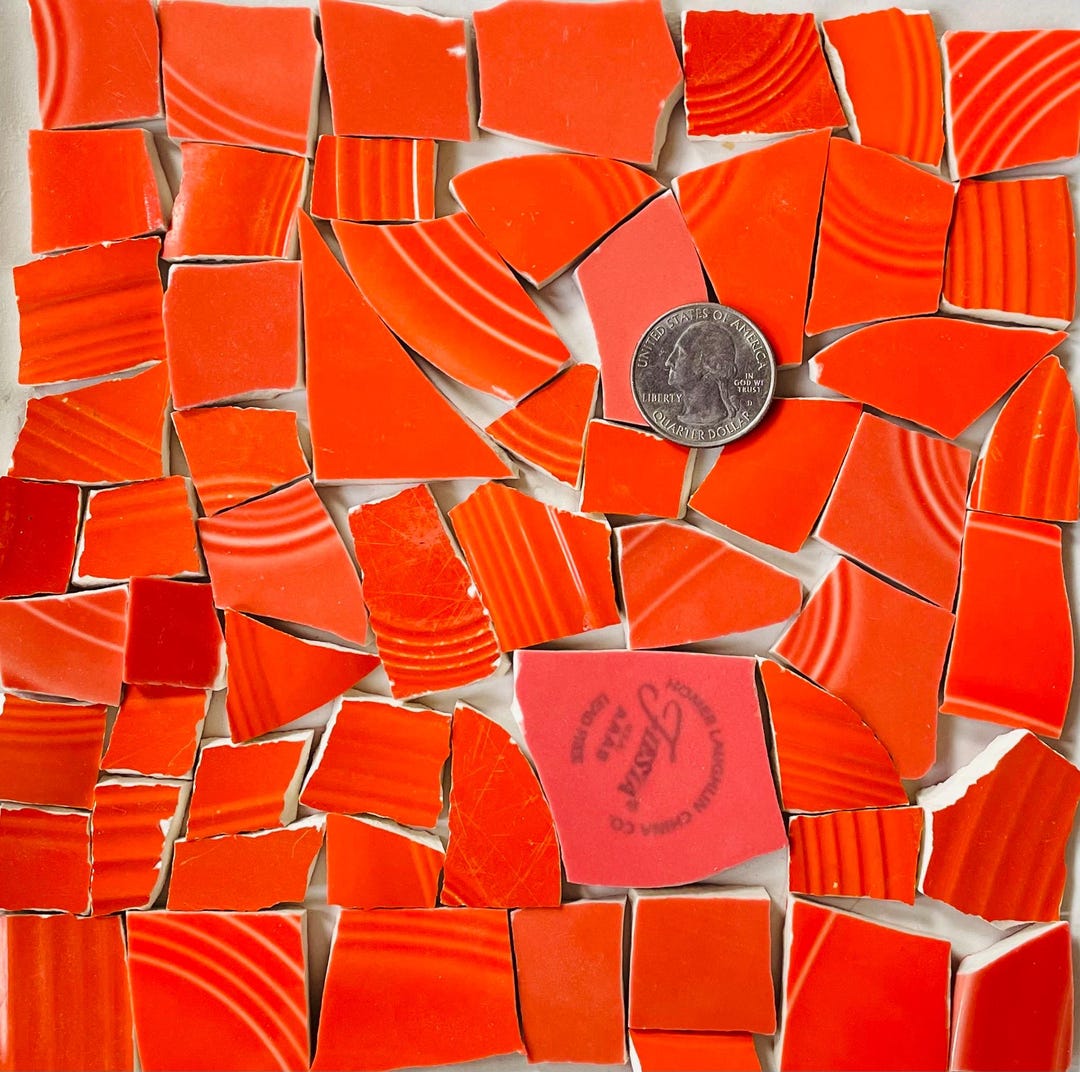 Mosaic Art and Crafts Supplies - Bright Red & Orange Broken Fiesta ...