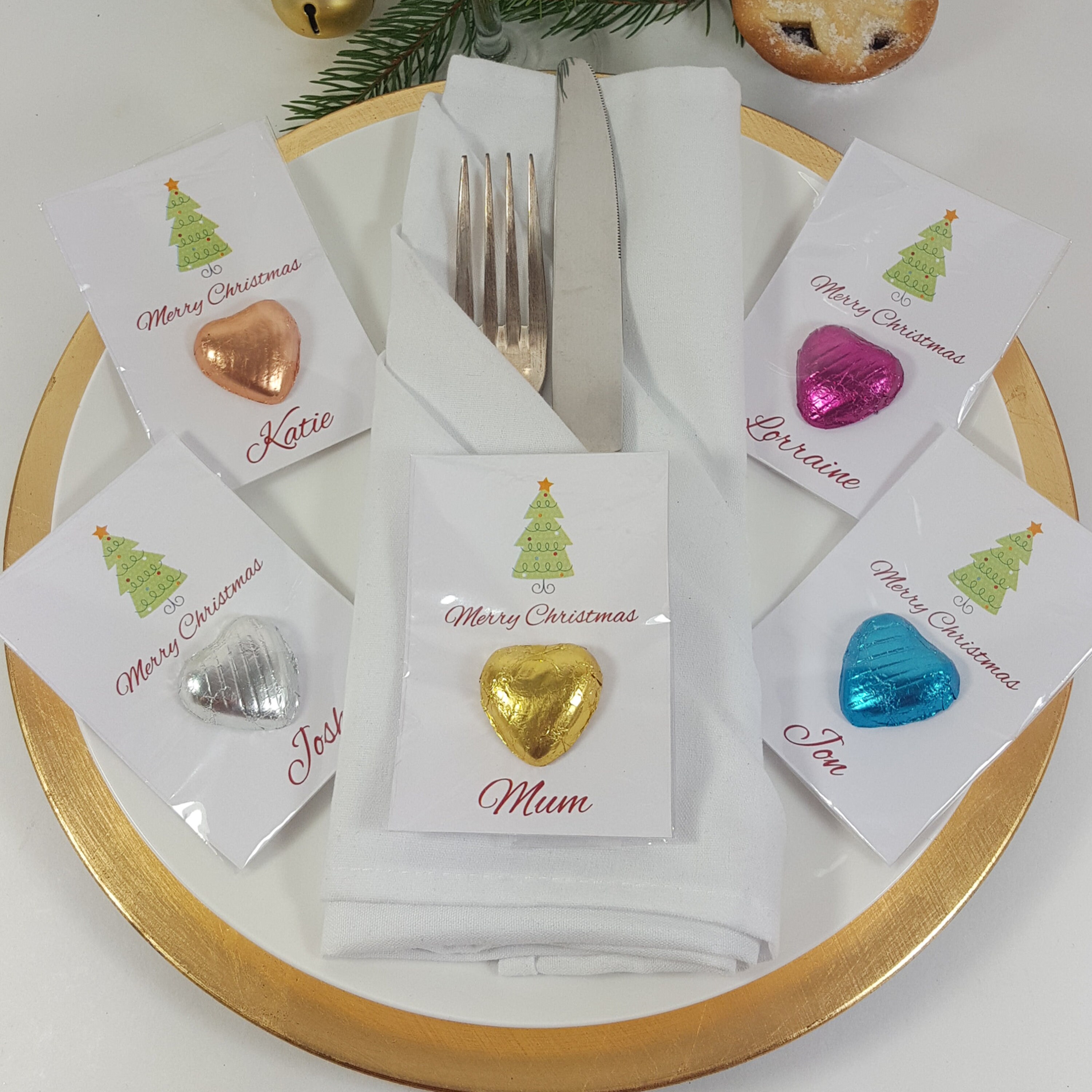 Personalised Edible Christmas Tree Place Card Favours. Christmas Table ...