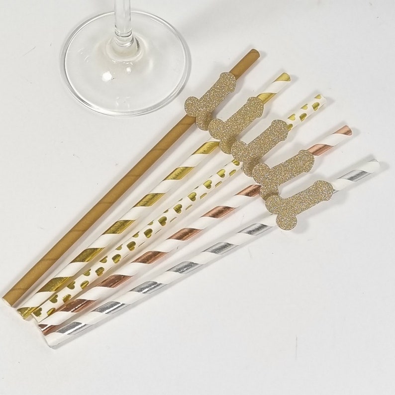 Hen Party Glitter Penis Straws. Hen Do Willy Straws Rose Gold - Etsy UK