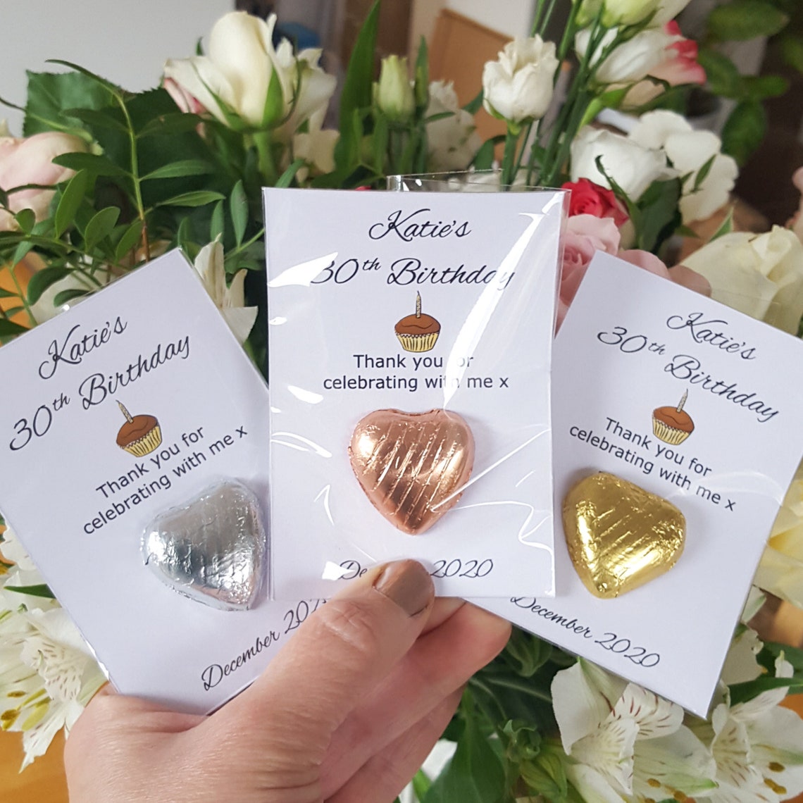 Personalised Cupcake Birthday Favours Chocolate Heart Sweets. Any Age ...