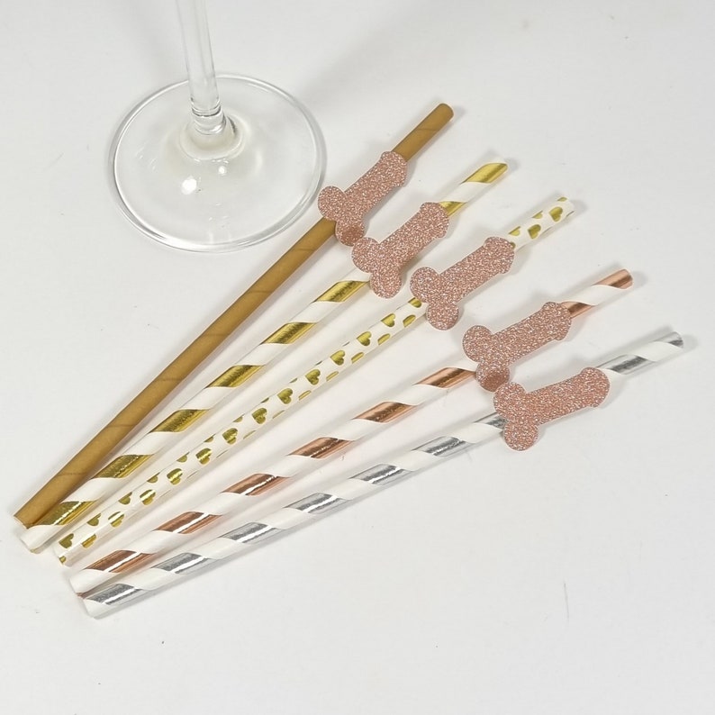 Hen Party Glitter Penis Straws. Hen Do Willy Straws Rose Gold - Etsy UK