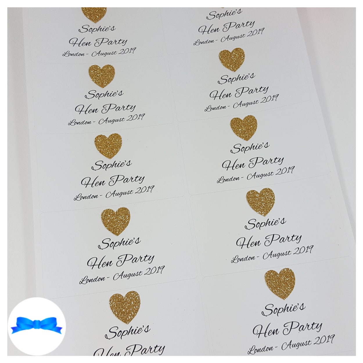 Rose Gold Hen Party Glitter Mini Bottle Labels. Hen Party Bag Stickers ...