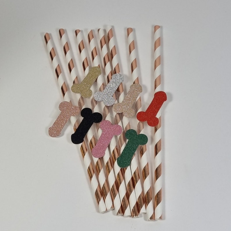 Hen Party Glitter Penis Straws. Hen Do Willy Straws Rose Gold - Etsy UK