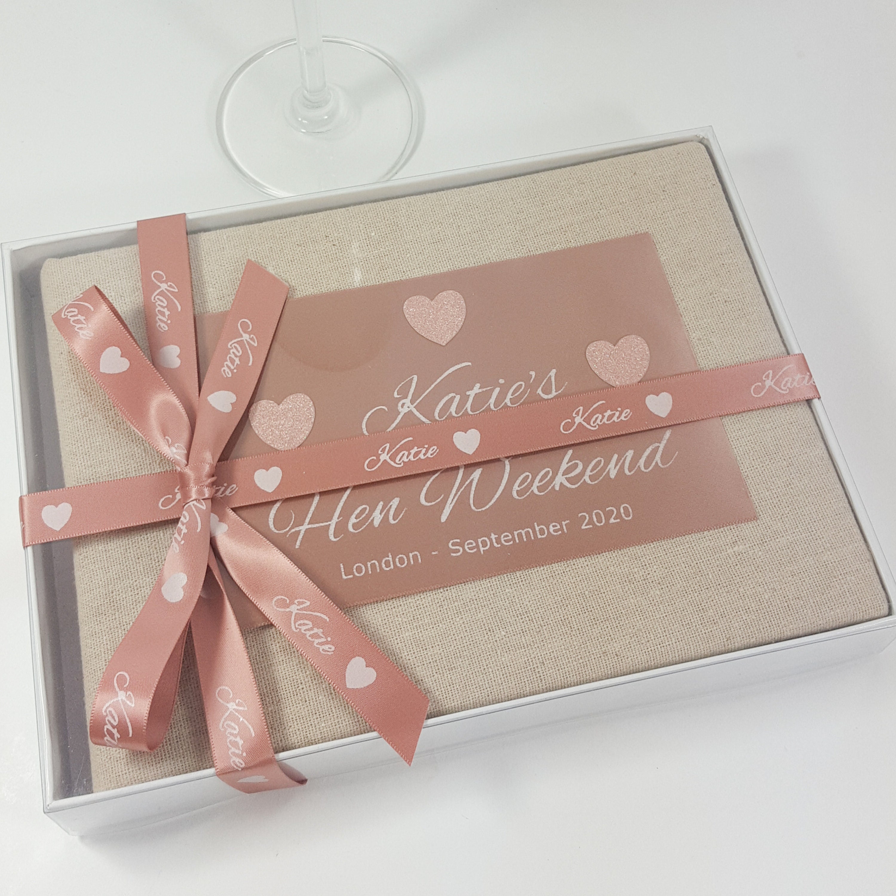 Personalised Linen Hen Party Book. Rustic Bridal Shower Memory Book in ...