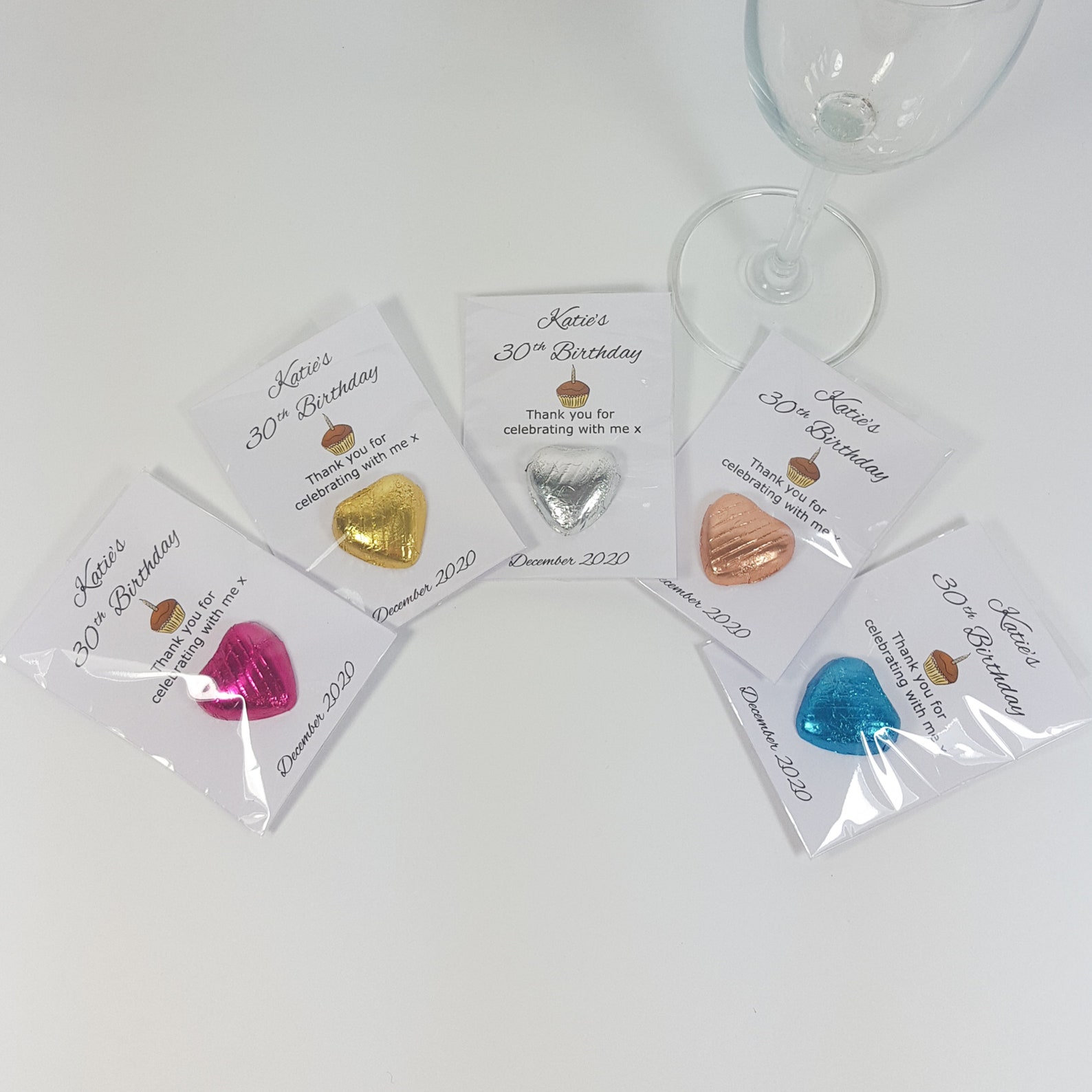 Personalised Cupcake Birthday Favours Chocolate Heart Sweets. Any Age ...