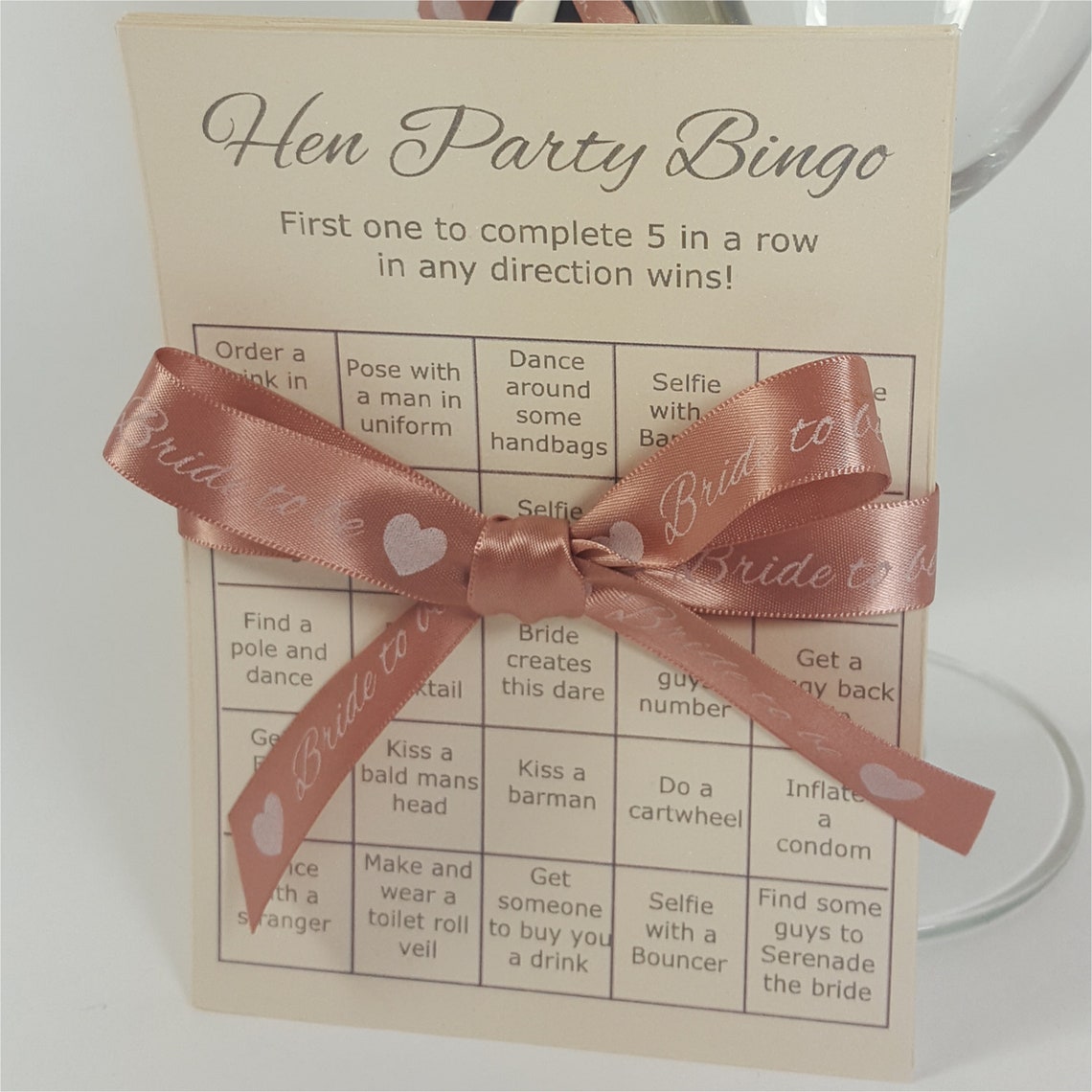 Hen Party Bingo Dare Game Cards. Fun Rose Gold Hen Do Games. Hen Night ...