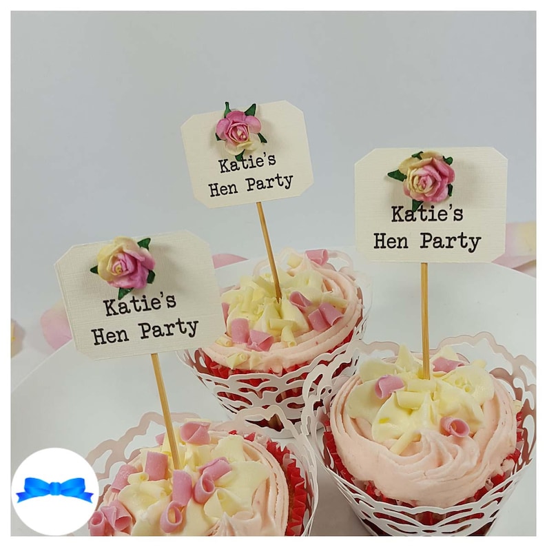 Personalised Hen Party Cupcake Toppers. Food Flag Hen Do | Etsy