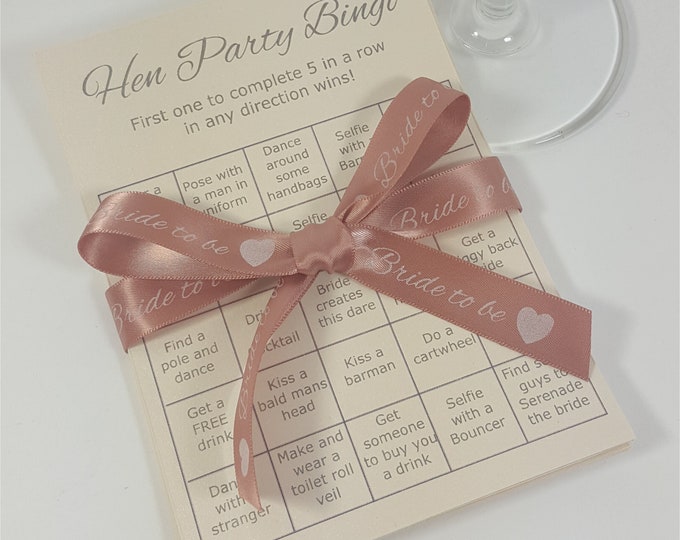 Hen Party Bingo Dare Game Cards. Fun Rose Gold Hen Do Games. Hen Night ...