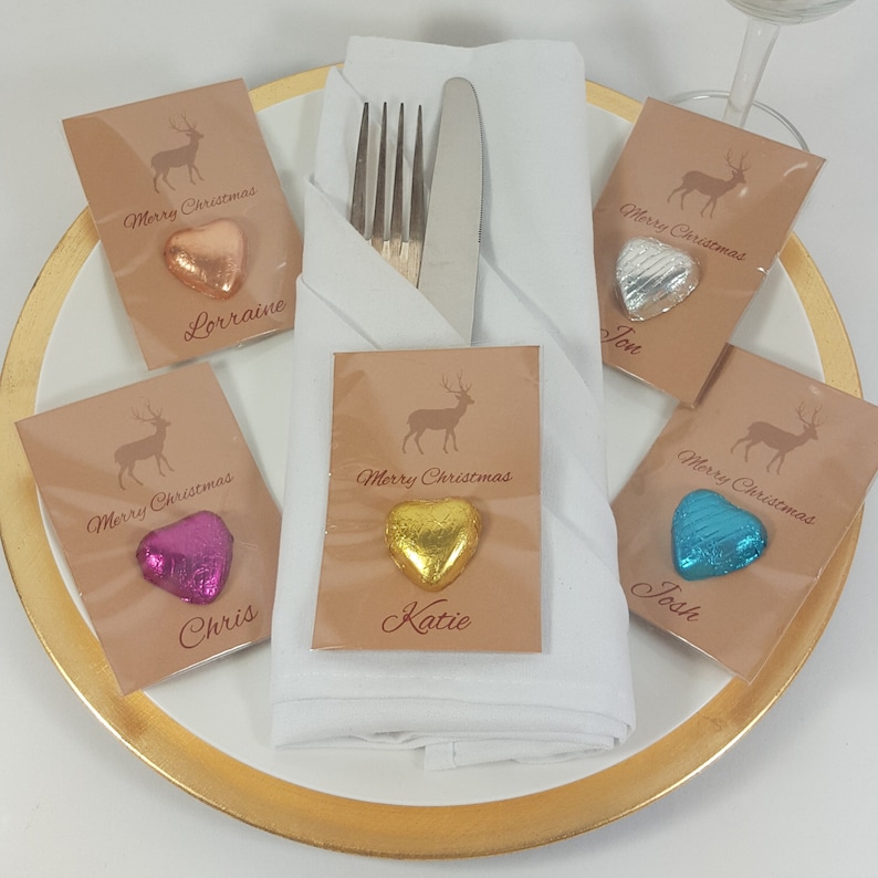Reindeer Place Cards. Christmas Table Favours. Personalised Christmas ...