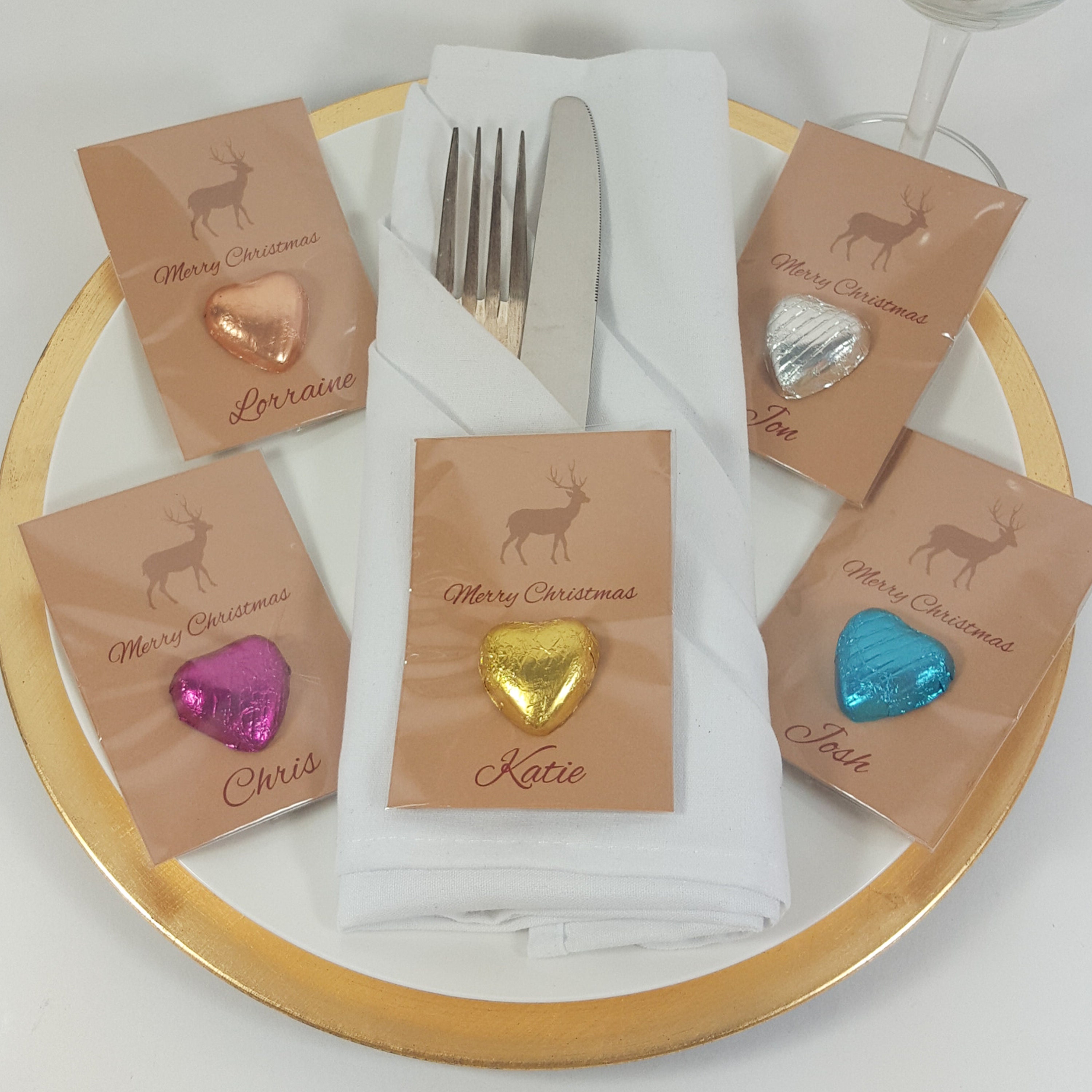 Reindeer Place Cards. Christmas Table Favours. Personalised Christmas ...