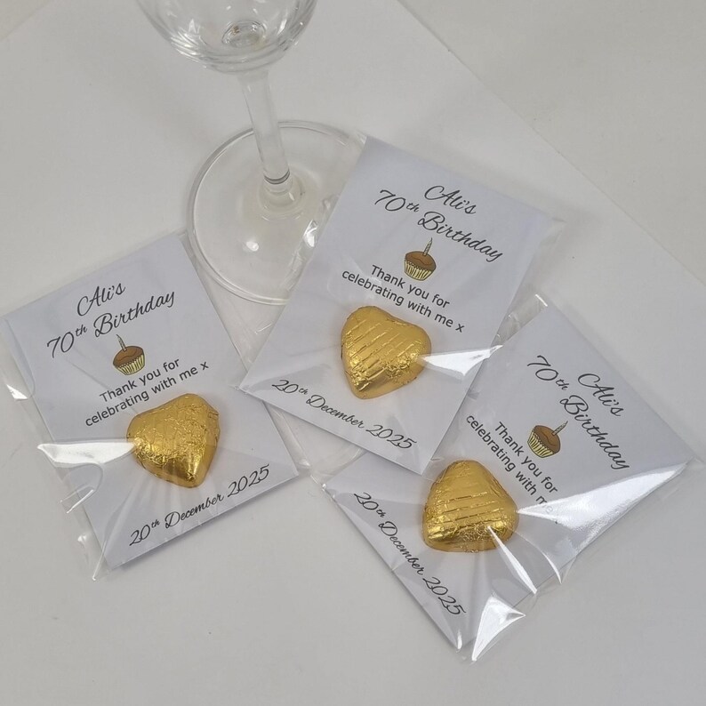 Personalised Cupcake Birthday Favours Chocolate Heart Sweets. Any Age ...