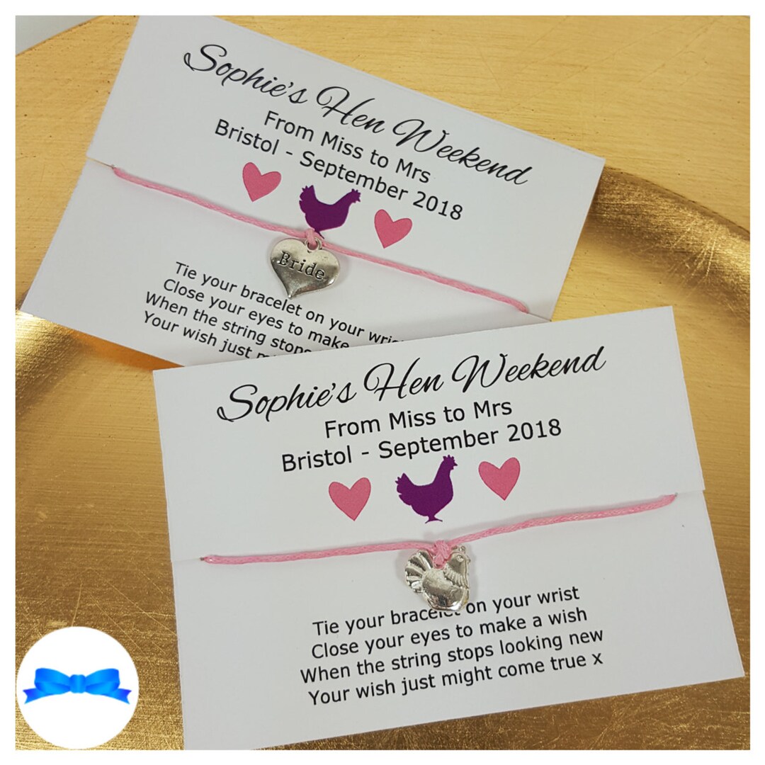 Hen Party Favour Wish Bracelet. Hen Do Gifts and Favours. Hen Do ...