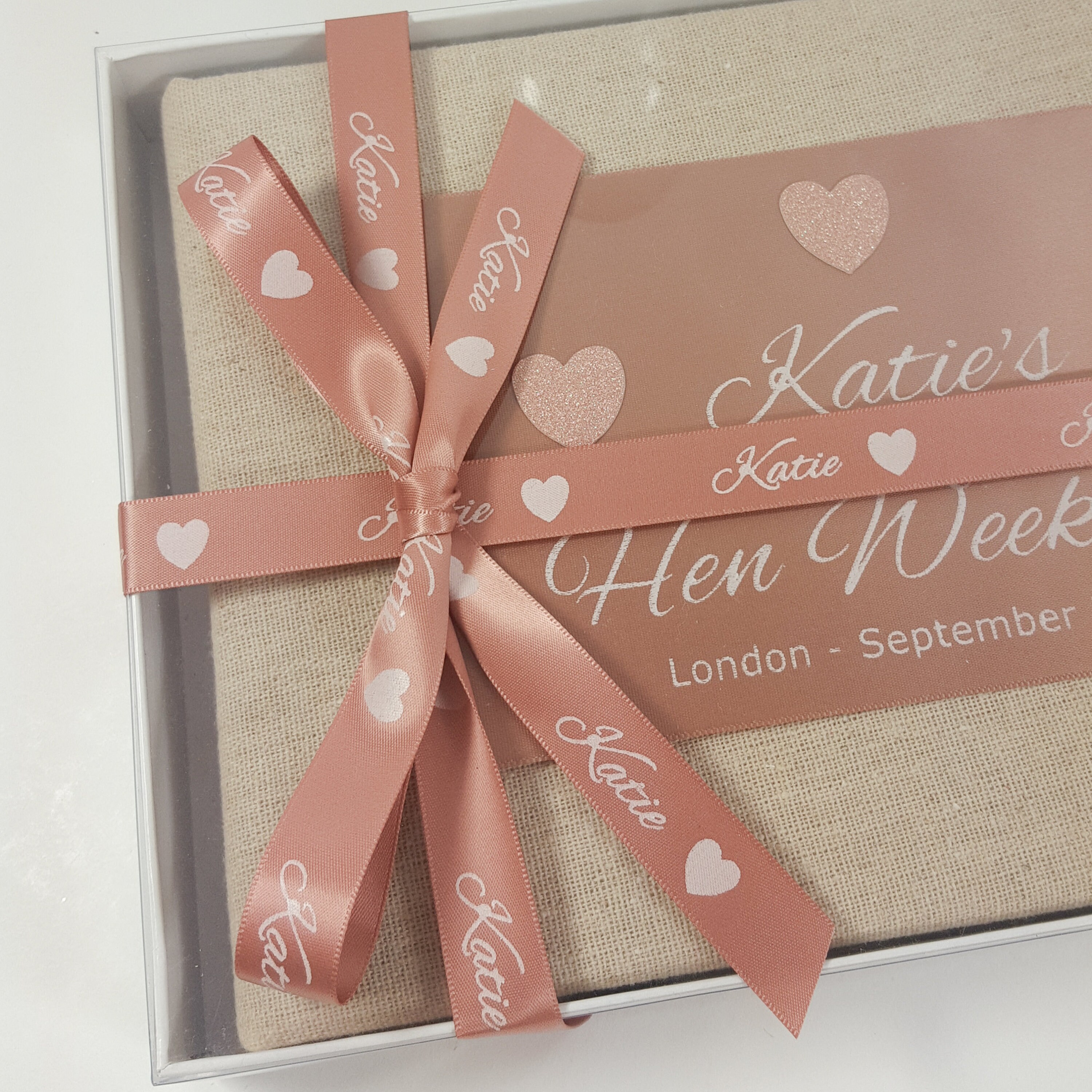 Personalised Linen Hen Party Book. Rustic Bridal Shower Memory Book in ...