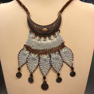 Traditional Needle Lace Necklace,turkish Necklace,handmade Crochet ...