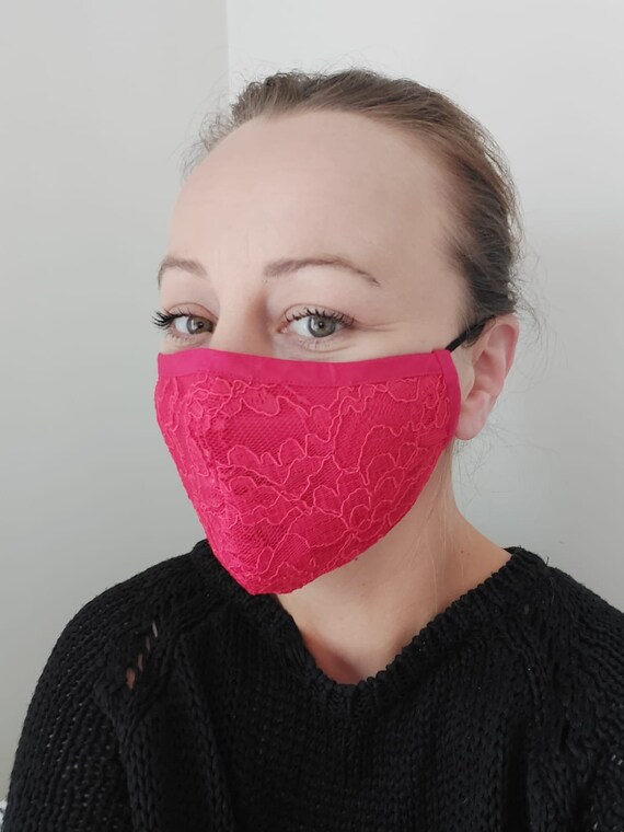 Red Lace Maskhandmade Maskwashable reusable With Nose | Etsy