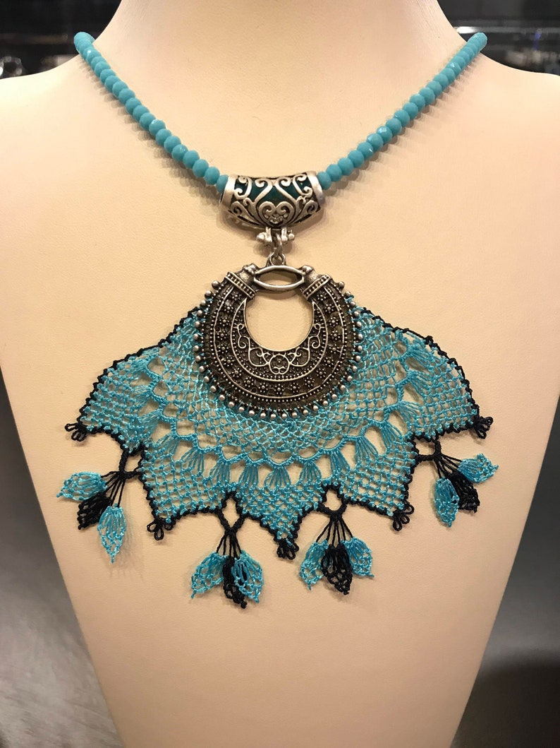 Turquoise Beaded Necklace,turkish Women Necklace,ethnic Necklace ...